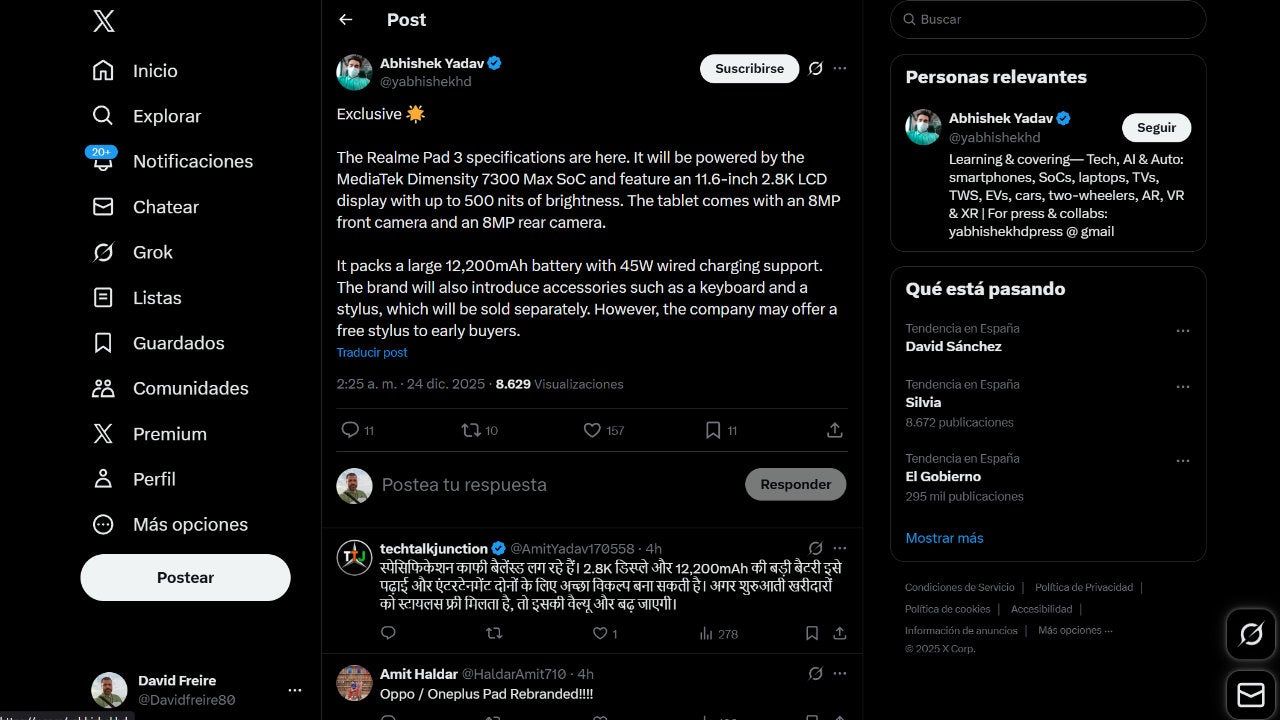 realme Pad 3 5G: se filtran las principales características de la nueva ...