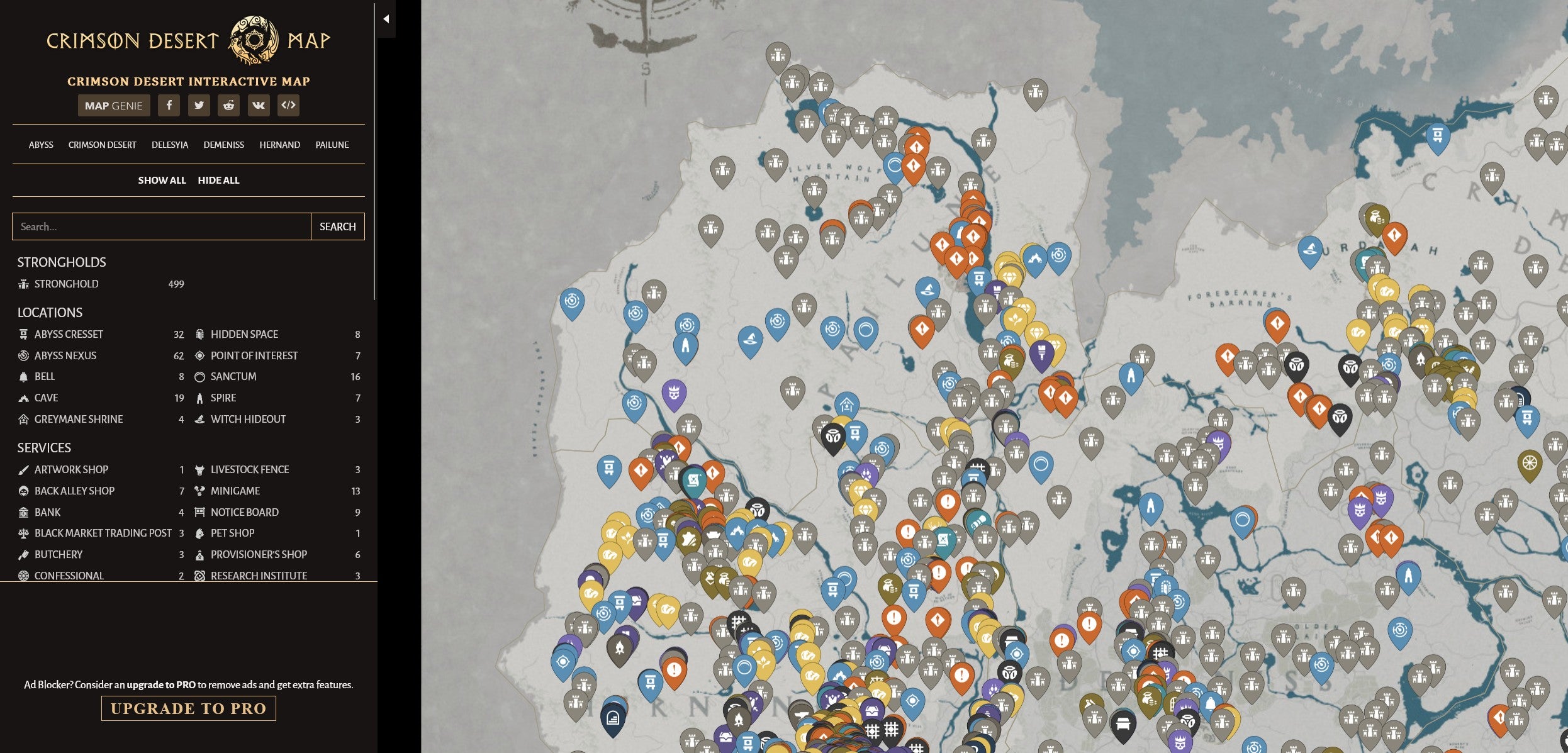 Descubre el mapa interactivo de Crimson Desert con todos sus secretos