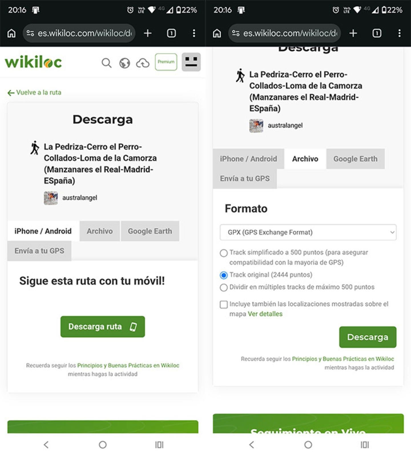 Todo sobre Wikiloc: cómo buscar, seguir y descargar rutas en tu móvil