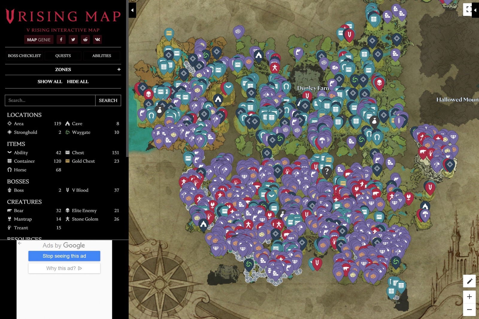 Descubre todo los jefes, cofres y recursos de V Rising con este mapa ...