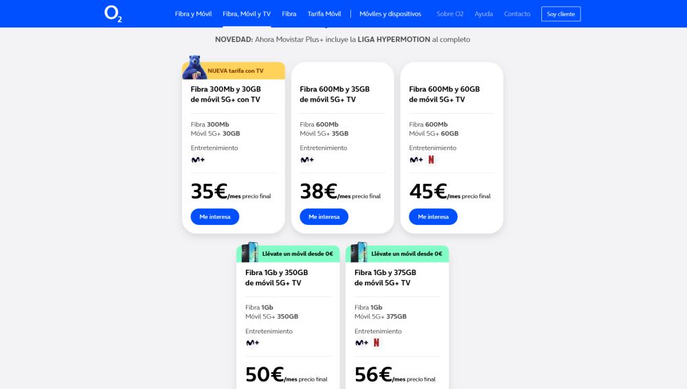 O2 resucita su fibra más barata: disponible sola o junto a un nuevo ...