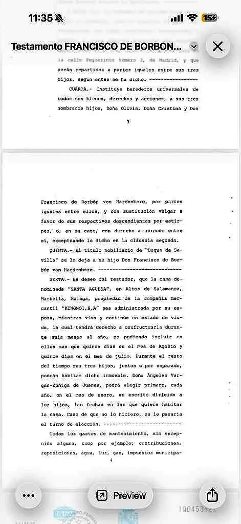 En exclusiva, el testamento que aparta a Olivia del Ducado de Sevilla y ...