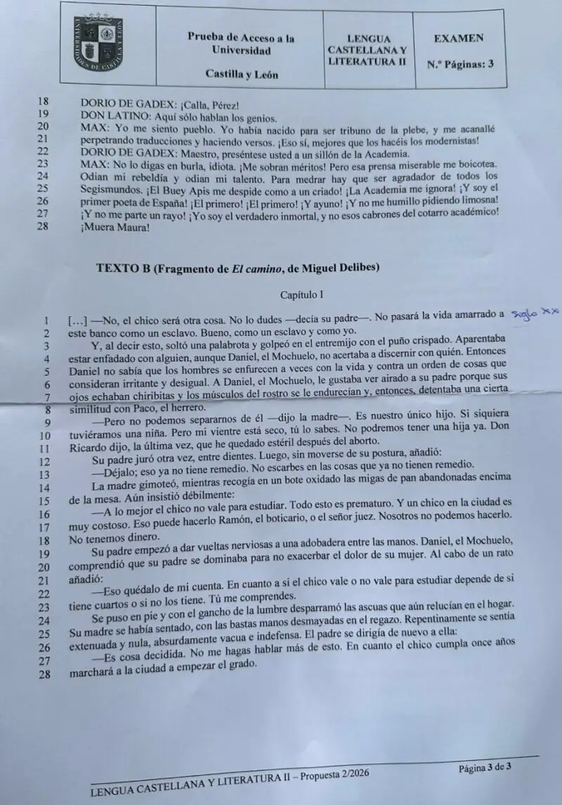 Así ha sido el examen de Lengua de la PAU 2026 en Castilla y León