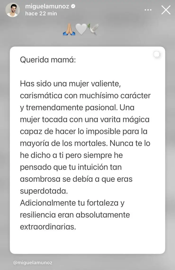 La desgarradora carta de Miguel Ángel Muñoz a su madre: desvela qué le ...